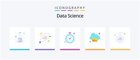 Data Science Flat 5 Icon Pack Including Experiment Space Date Big