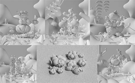cartoon scene 3d design—发现小而美 behance