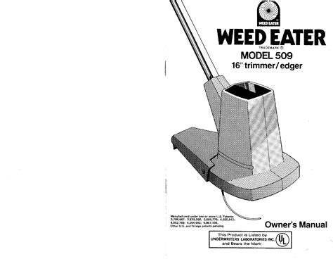 Weed Eater 509 Owners Manual Om 509 Trimmers Edgers