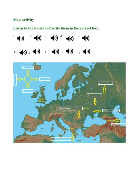 Map Activity Worksheet Live Worksheets