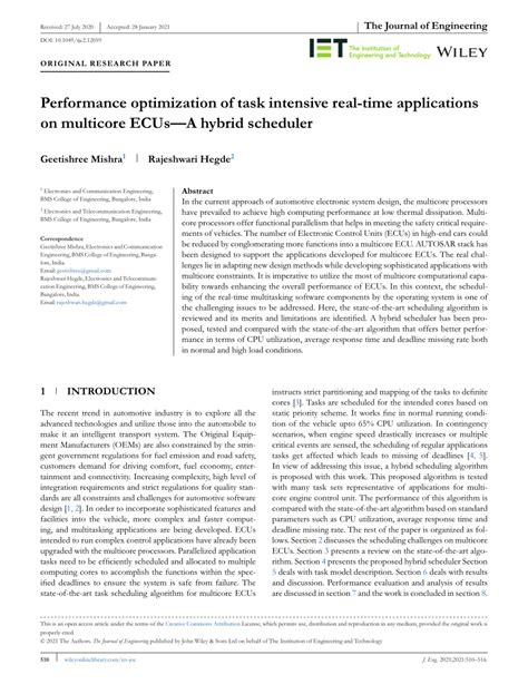 Pdf Performance Optimization Of Task Intensive Real‐time Applications On Multicore Ecus—a