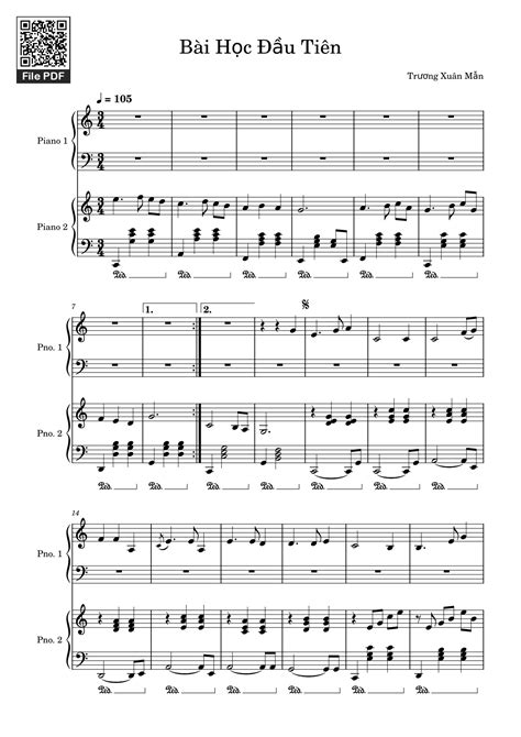 Sheet Bài Học Đầu Tiên Sheet Piano PDF Netvn hợp âm Piano mp mp midi