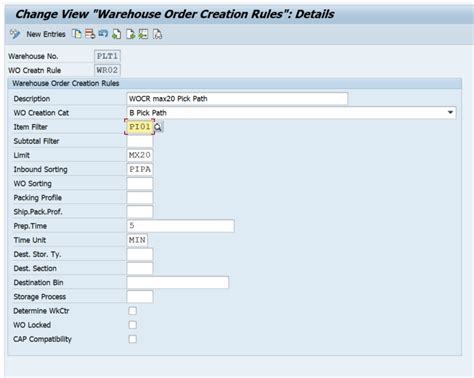 Sap Ewm Cf126 Warehouse Order Creation Rule Sap Ewm Configuration