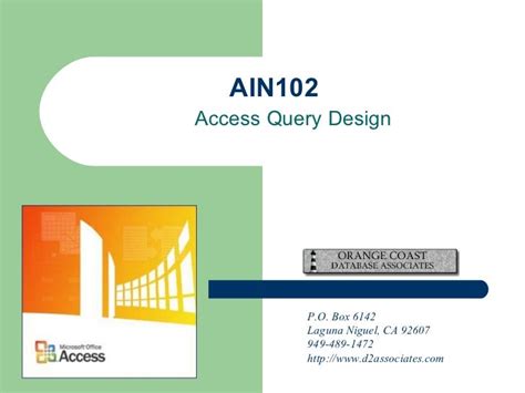 Ain1021 Microsoft Access Queries Module 1