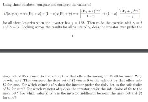 1 Expected Utility And Aversion To Risk Consider An