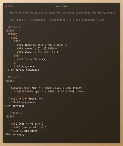 How To Calculate Nps With Sql And Save Time Brandon Gillins Posted On