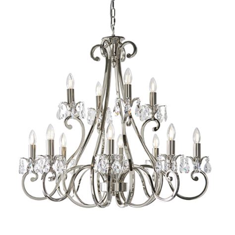 Endon Lighting Oksana Nickel 12lt Pendant Ul1p12n Uk