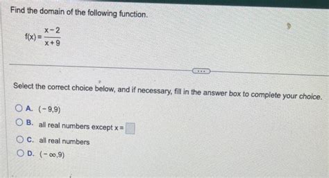 Solved Find The Domain Of The Following Function Chegg Com