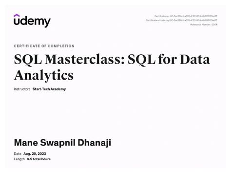 Swapnil Mane On Linkedin Sql Dataanalytics Udemy Udemycertification