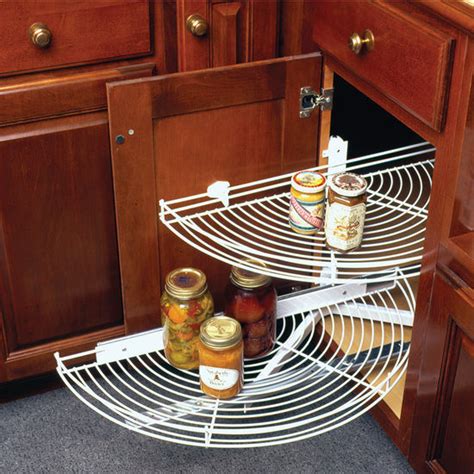 Knape Vogt Wire Half Round Lazy Susans With Pivot Out Shelf Motion KitchenSource Com