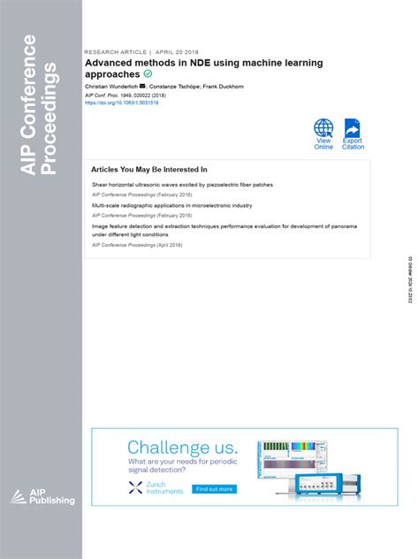 Advanced Methods In Nde Using Machine Learning Pdf Machine Learning