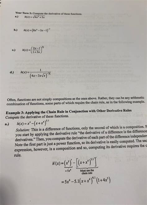 solved your turn 2 compute the derivative of these