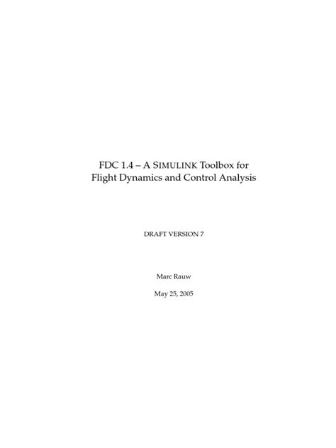 A Simulink Toolbox For Flight Dynamics And Control Analysis Pdf Control Theory Matlab