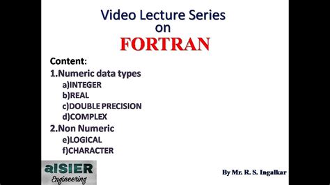 5 0 data types in fortran integer real double precision complex logical and character youtube
