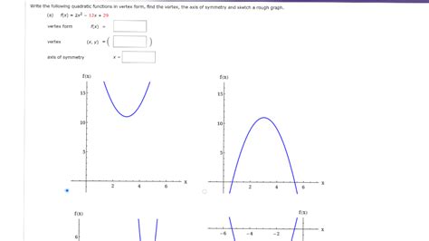 Solved Write The Following Quadratic Functions In Vertex Chegg