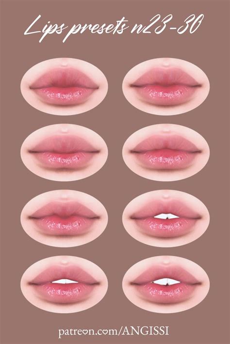 Lips Presets N23 30 Angissi Sims 4 Cc Makeup Sims 4 Sims