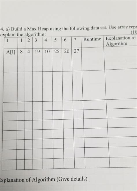 solved 4 a build a max heap using the following data set