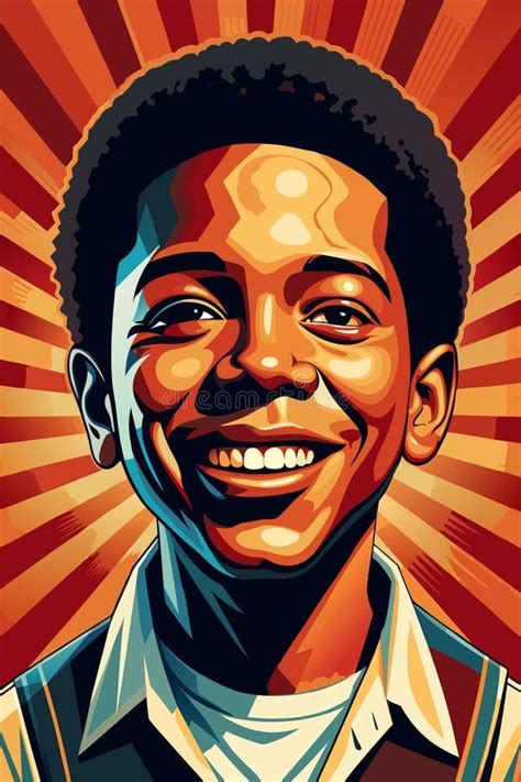 Happy Young Man With Afro Hairstyle Smiling Against Bright Rays Stock