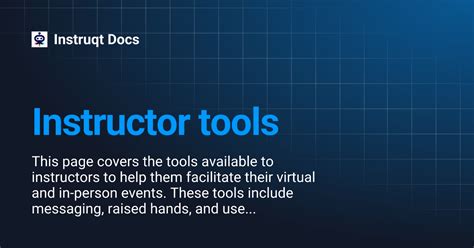 Instructor Tools Instruqt Docs