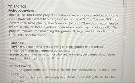 Solved Tic Tac Toe Project Overview The Tic Tac Toe Game