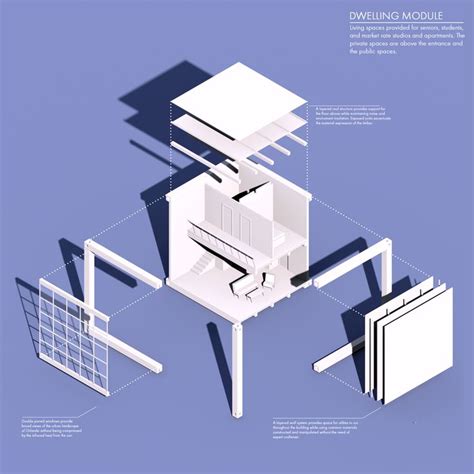 Modular Exploded Axo Diagram For House Structure Complex Industrial