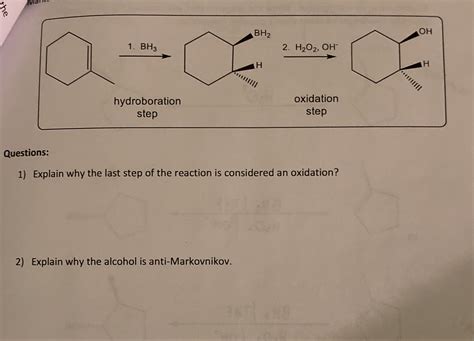 [solved] 1 Bh3 2 H2o2 Oh Hydroboration Oxidation Step St