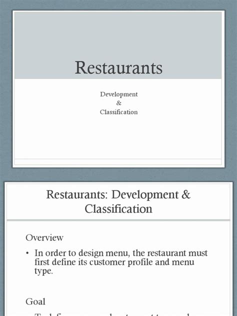 Restaurant Development And Classification Pdf Menu Foodservice