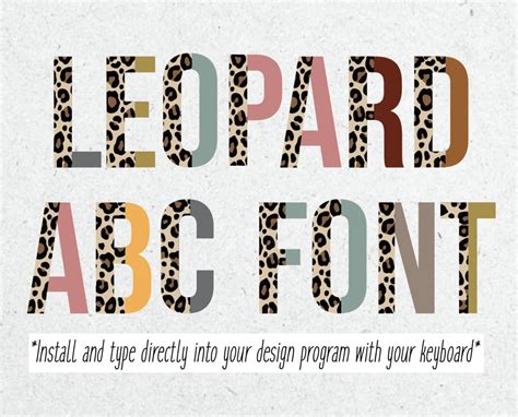 Installable FONT OTF File Type Directly Into All Your Favorite Design Programs Leopard ABC