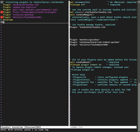 First Time Vim User Trying To Install Plugins I M Getting Errors Does It Look Right Vim