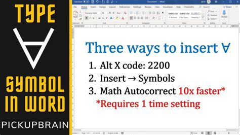 How To Type For All ∀ Symbol In Word Pickupbrain Be Smart
