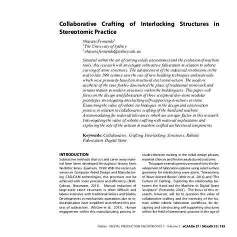 Pdf Collaborative Crafting Of Interlocking Structures In Stereotomic