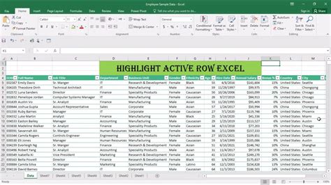 Ms Excel Highlight Active Row How To Highlight Active Row In Excel Youtube