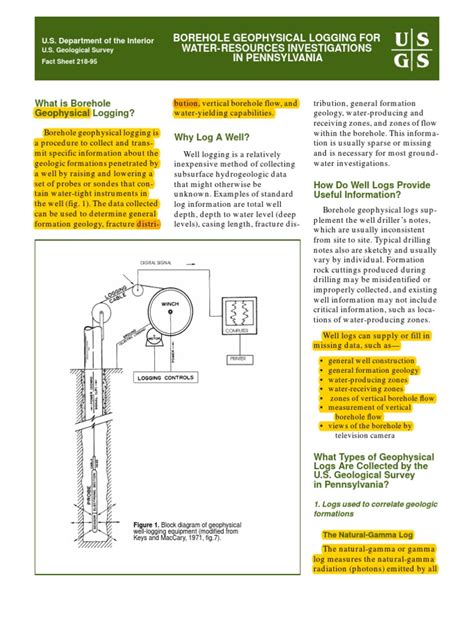 Borehole Geophysical Log Usgs 1996 Pdf Borehole Flow Measurement