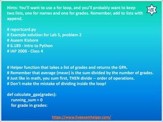 Python Exam Questions With Solutions Done By Live Exam Helper Experts PPTX Programming