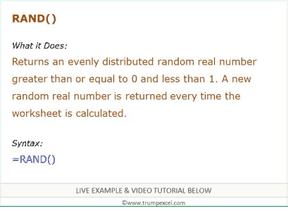 How To Use Excel RAND Function Examples Video