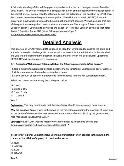 Detailed Analysis And Explanation Upsc Cse Prelims Gs Paper 1 2016