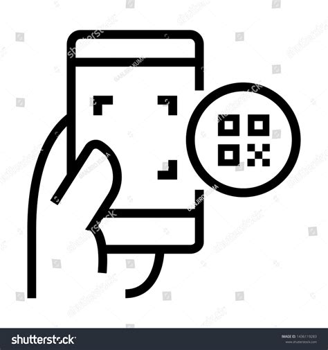 Mobile Scan Qr Code Stroke Outline Vector De Stock Libre De Regalías