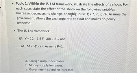 solved topic 1 within the is lm framework illustrate the