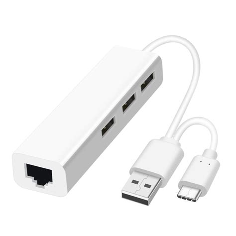 Usb Ethernet Med 3 Port Hub Usb 2 0 Type C Rj45 Vicedeal