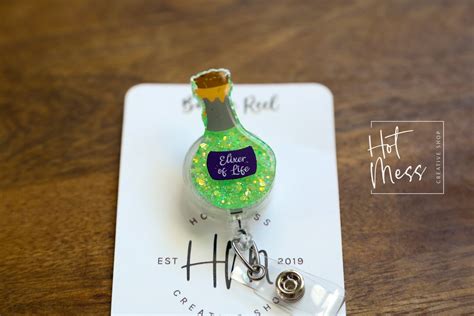 elixir of life potion bottle badge reel halloween badge reel funny