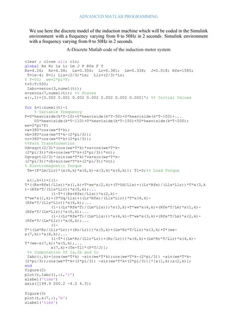 Solution Matlab Performance Analysis Of Refined Induction Motor Models Considering Iron Loss