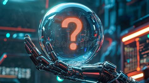 A Robot Hand Holds A Glowing Question Mark Generative Ai Stock