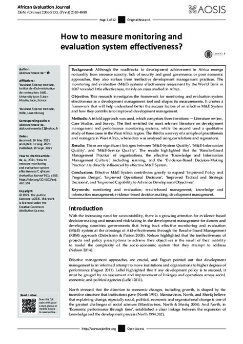 Pdf How To Measure Monitoring And Evaluation System Effectiveness
