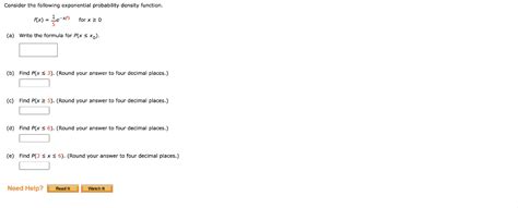 Solved Consider The Following Exponential Probability Chegg Com