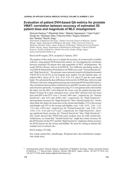 pdf evaluation of patient dvh based qa metrics for prostate vmat