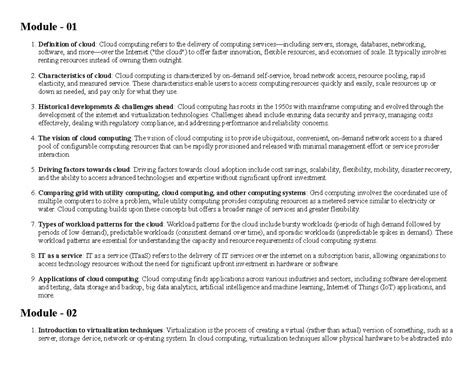 Cloud Computing All Module Notes Module 01 Definition Of Cloud Cloud Computing Refers To