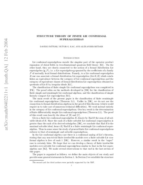 Pdf Structure Theory Of Finite Lie Conformal Superalgebras