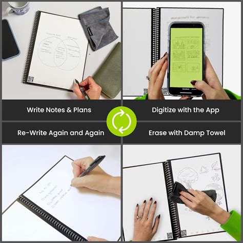 Rocketbook Core Reusable Spiral Notebook Letter Size 8 5x11 Gray Dotted Pages App Connected