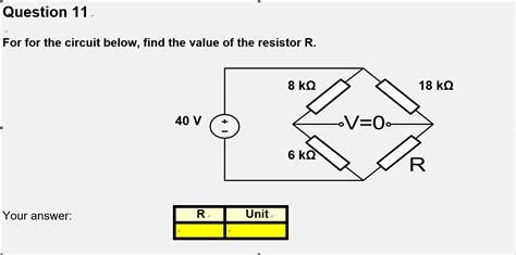 Solved For For The Circuit Below Find The Value Of Chegg