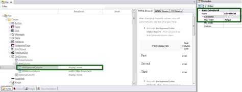 how to design a responsive web application hiding a column in a grid